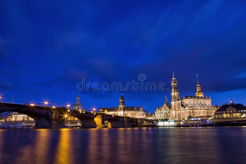 Dresden at night stock photo. Image of hofkirche, blue - 30223134