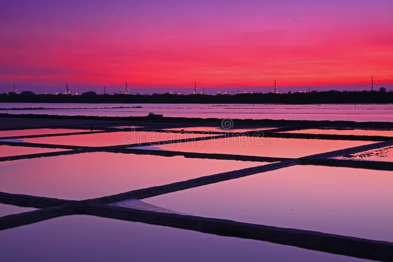 Beautiful Night Scene of Salt Pan in Tainan Stock Image - Image of ...