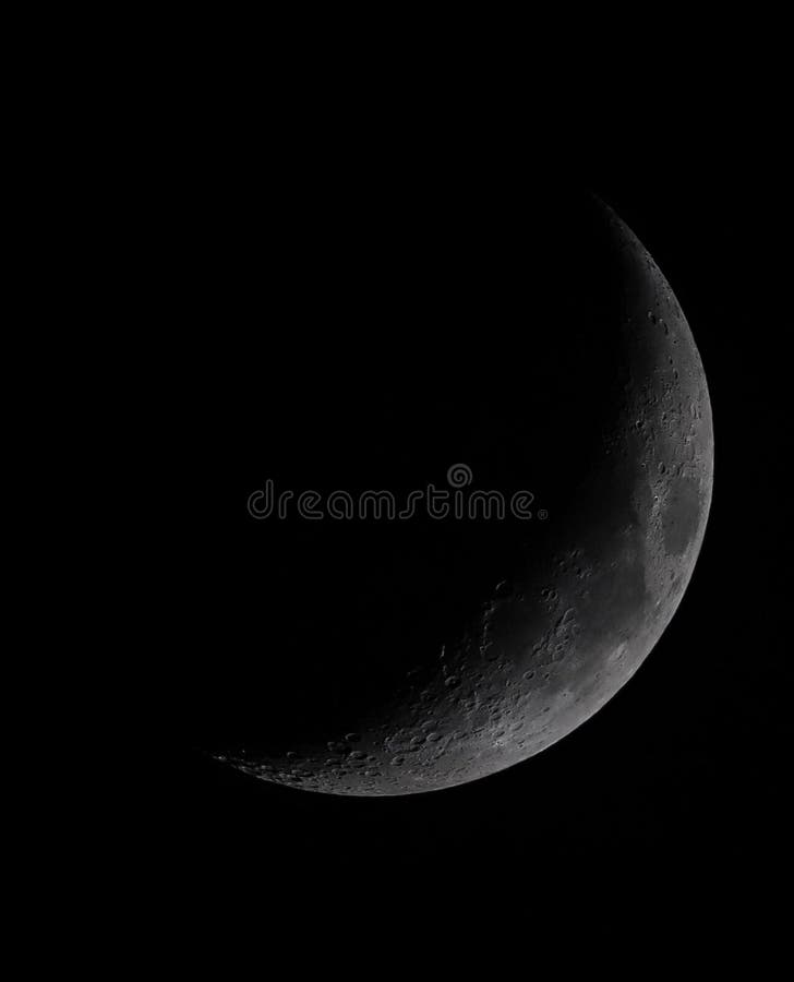 Beautiful Night Sky Featuring a Grand Crescent Moon Illuminated Against ...