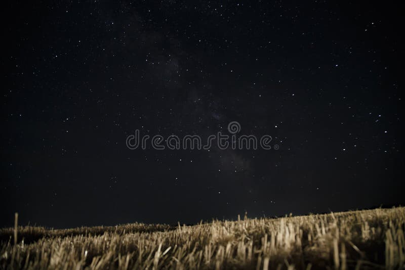 Beautiful Night Sky with Stars. Milky Way Over Field Stock Image ...