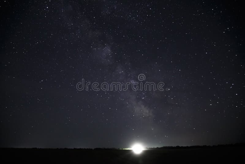 Beautiful Night Sky with Stars. Milky Way Over Field Stock Image ...