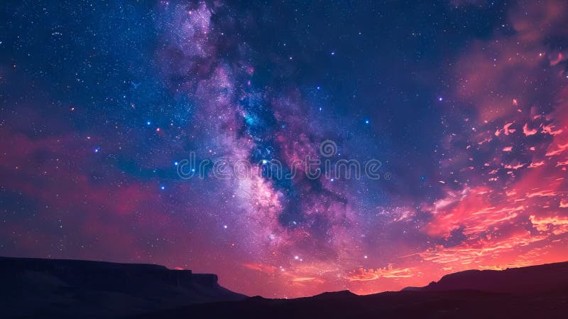 A Beautiful Night Sky with Stars and Mountains Stock Image - Image of ...