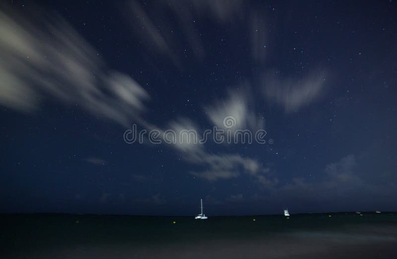 The Beautiful Night Sky, Stars and the Sea Stock Photo - Image of ...