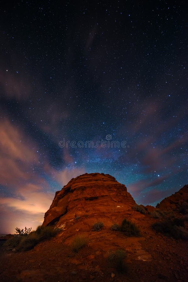 Beautiful Night Starry Sky Over the Valley of Fire State Park Ne Stock ...