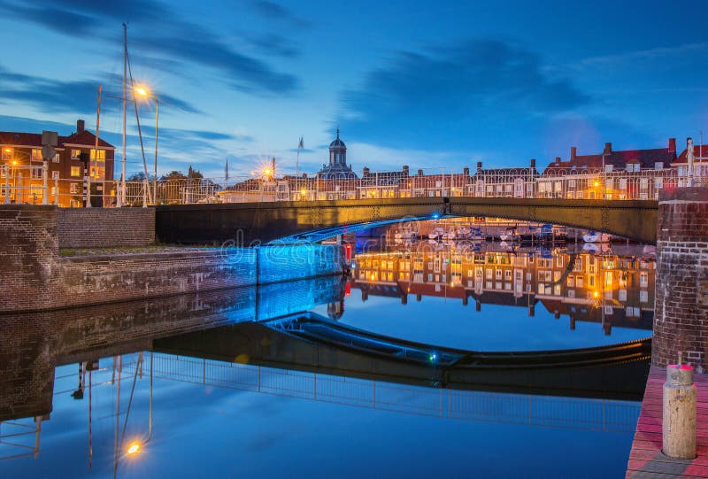 Beautiful Night View of the Bridge at Night Stock Photo - Image of ...