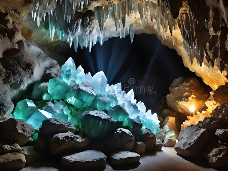 Beautiful Night View of the Cave Stock Illustration - Illustration of ...