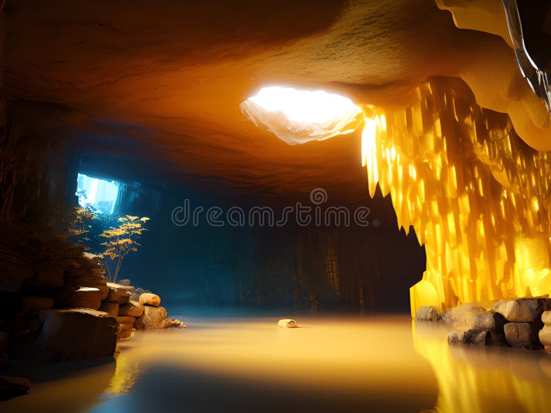 Beautiful Night View of the Cave, Gold Cave, AI Generated Stock ...