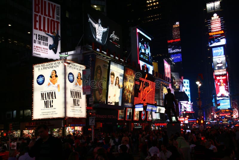 Beautiful Night View of the Famous Time Square Editorial Photo - Image ...