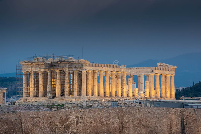 Beautiful Night View of the Parthenon and the Acropolis, Athens in ...