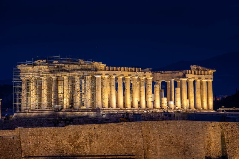Beautiful Night View of the Parthenon and the Acropolis, Athens in ...