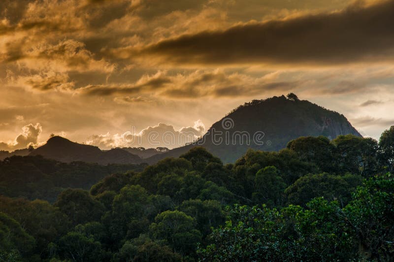 Beautiful Nightfall in the Mountains Stock Image - Image of santa ...