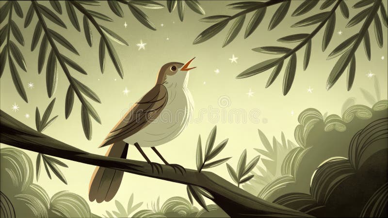 Beautiful Nightingale in Forest Stock Image - Image of melody, singing ...