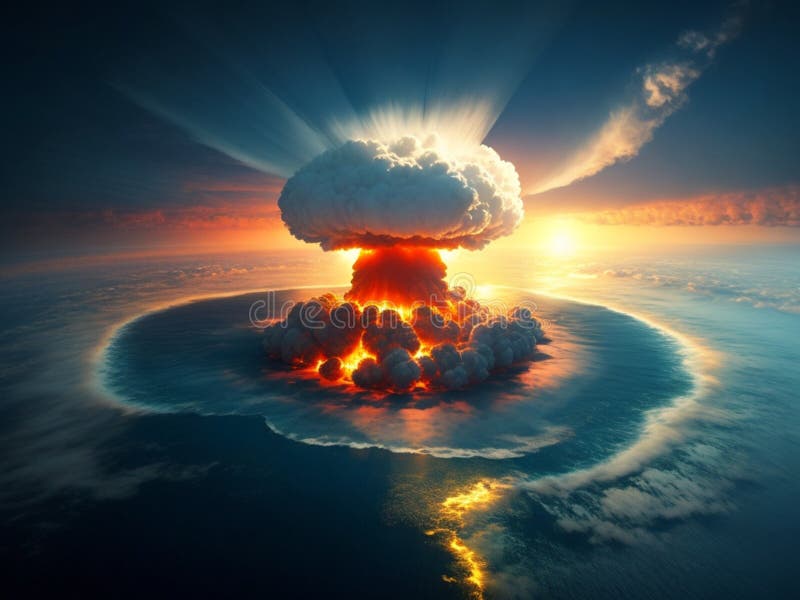 Beautiful Nuclear Explosion in the Middle of the Ocean Stock ...