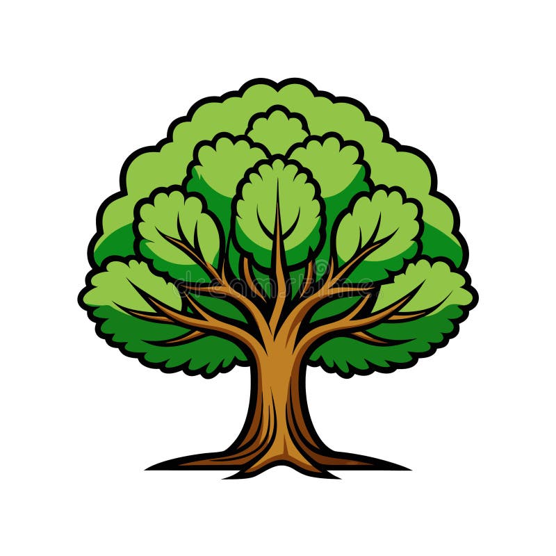 Beautiful Oak Tree Representation Stock Illustration - Illustration of ...