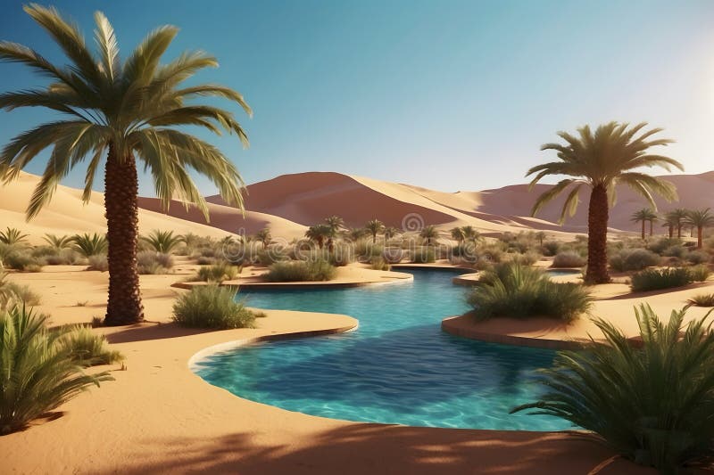 A Beautiful Oasis of a Desert Stock Photo - Image of wadi, tree: 306878016