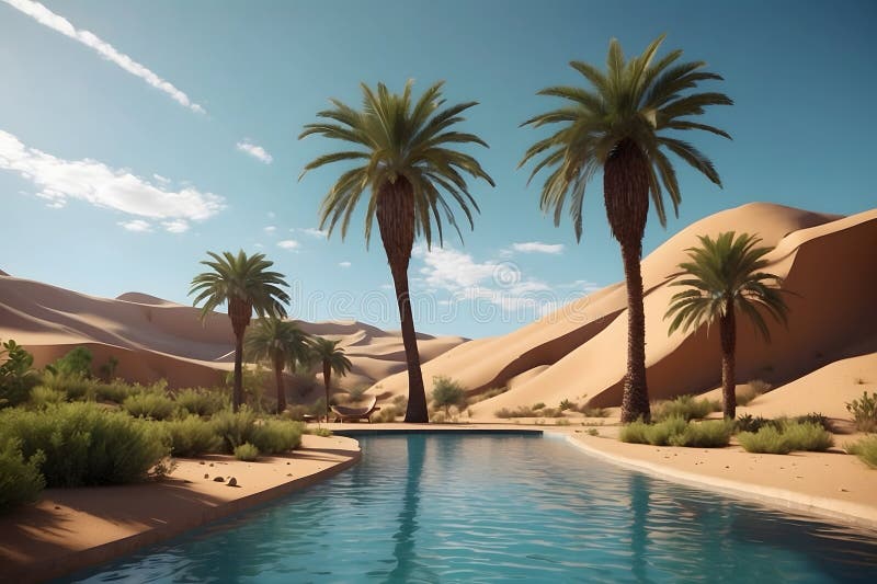 A Beautiful Oasis of a Desert Stock Image - Image of africa, pond ...