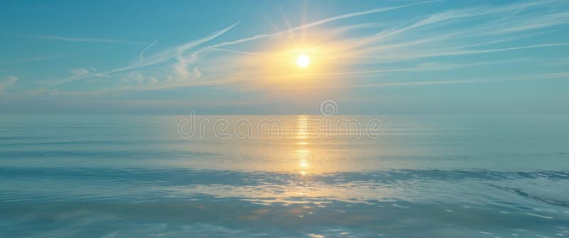 A Beautiful Ocean with a Golden Sun Reflecting on the Water Stock Image ...
