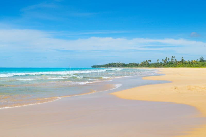 Beautiful Ocean, Long Sandy Beach and Sky Stock Photo - Image of sand ...