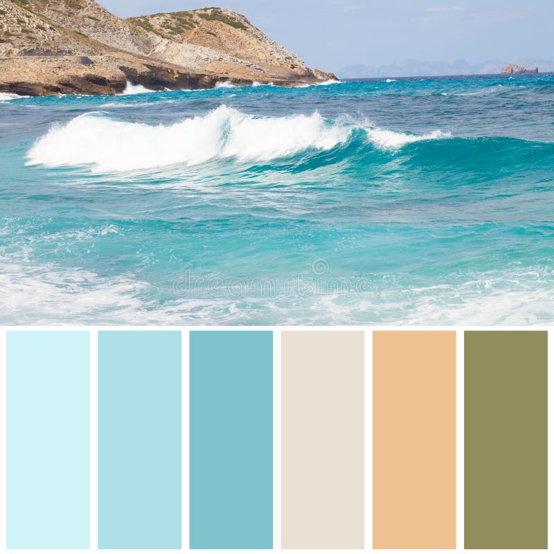 Beautiful Ocean Waves by the Rocky Cliffs - with the Color Palette ...