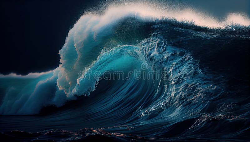 Beautiful Oceans Waves with a Deep Blue Color Realistic. Al Generated ...