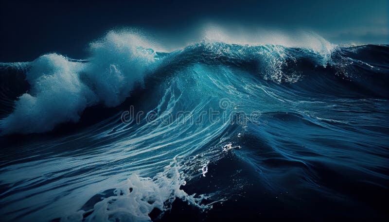Beautiful Oceans Waves with a Deep Blue Color Realistic. Al Generated ...