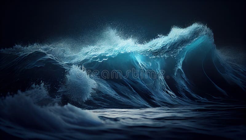 Beautiful Oceans Waves with a Deep Blue Color Realistic. Al Generated ...