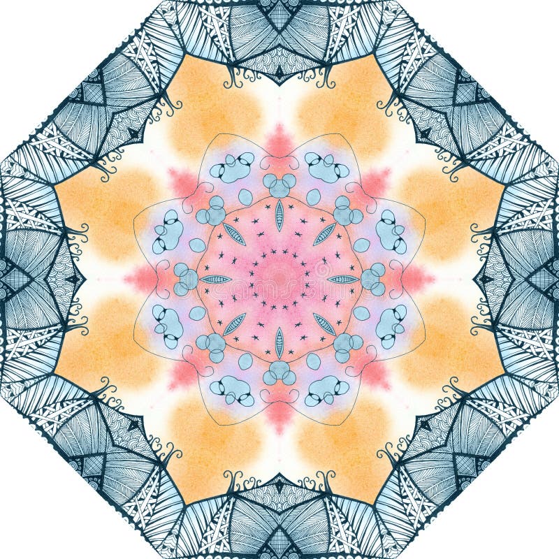 Octagonal Pattern For Female Umbrella With Mandala, Hearts, Elegant ...