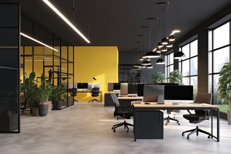 Beautiful Office Space in a Modern Business Center. Generative Ai Stock ...