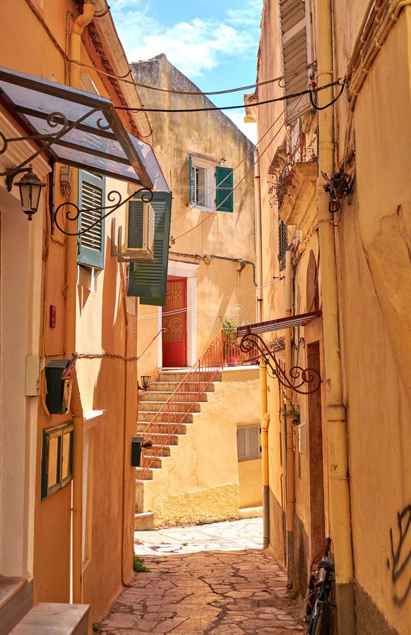 Beautiful Old Buildings in Corfu Stock Photo - Image of ancient ...