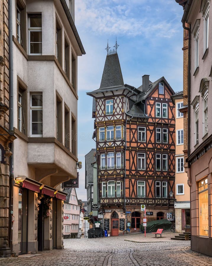 Beautiful Old Architecture in the Old Town of Marburg, Hesse, Germany ...