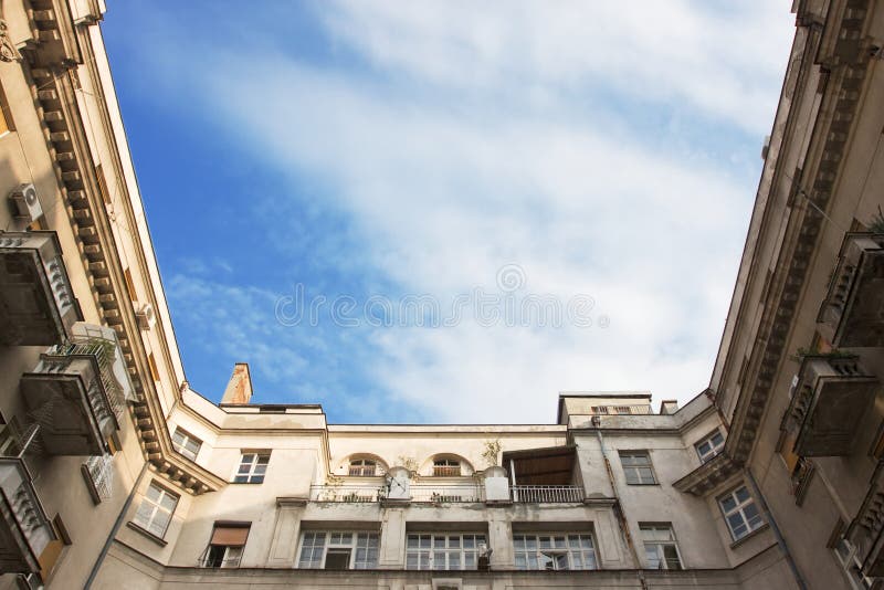 Beautiful Old Building Exterior with Sky in the Middle Stock Image ...