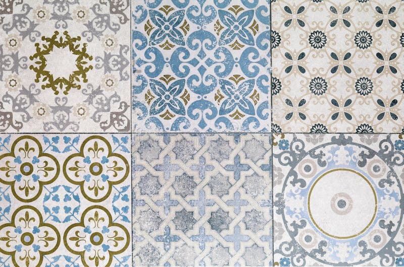 Beautiful Old Ceramic Tile Patterns in the Park Public. Stock Photo ...