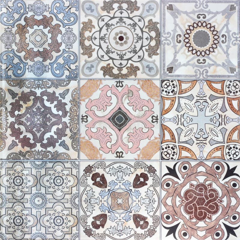 Beautiful Old Ceramic Tile Wall Patterns in the Park Stock Illustration ...