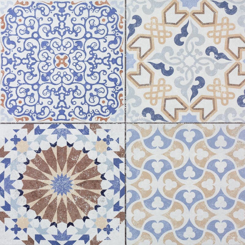 Beautiful Old Ceramic Tile Wall Patterns in the Park Public. Stock ...