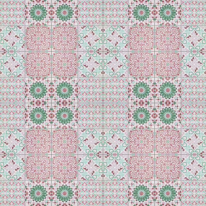 Beautiful Old Ceramic Tile Wall Patterns in the Park Public. Stock ...