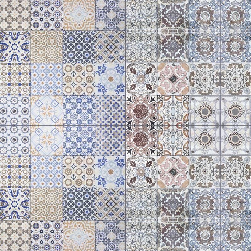 Beautiful Old Ceramic Tile Wall Patterns in the Park Public. Stock ...