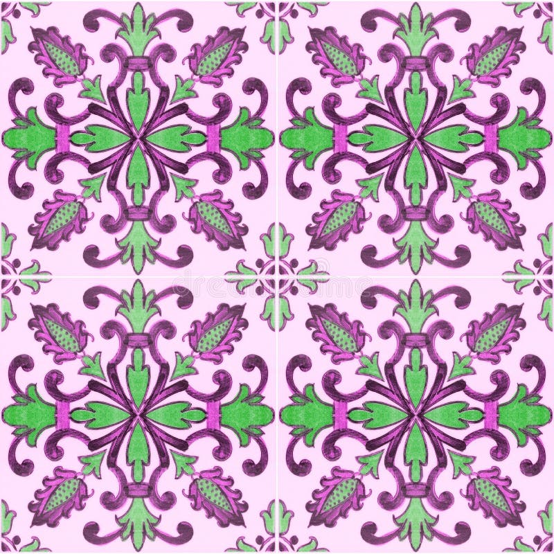 Beautiful Old Ceramic Tile Wall Patterns in the Park Public. Stock ...