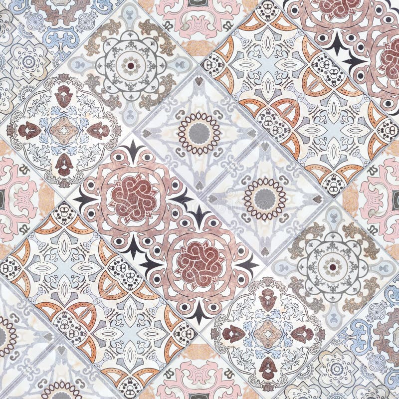 Beautiful Old Ceramic Tile Wall Patterns in the Park Public. Stock ...