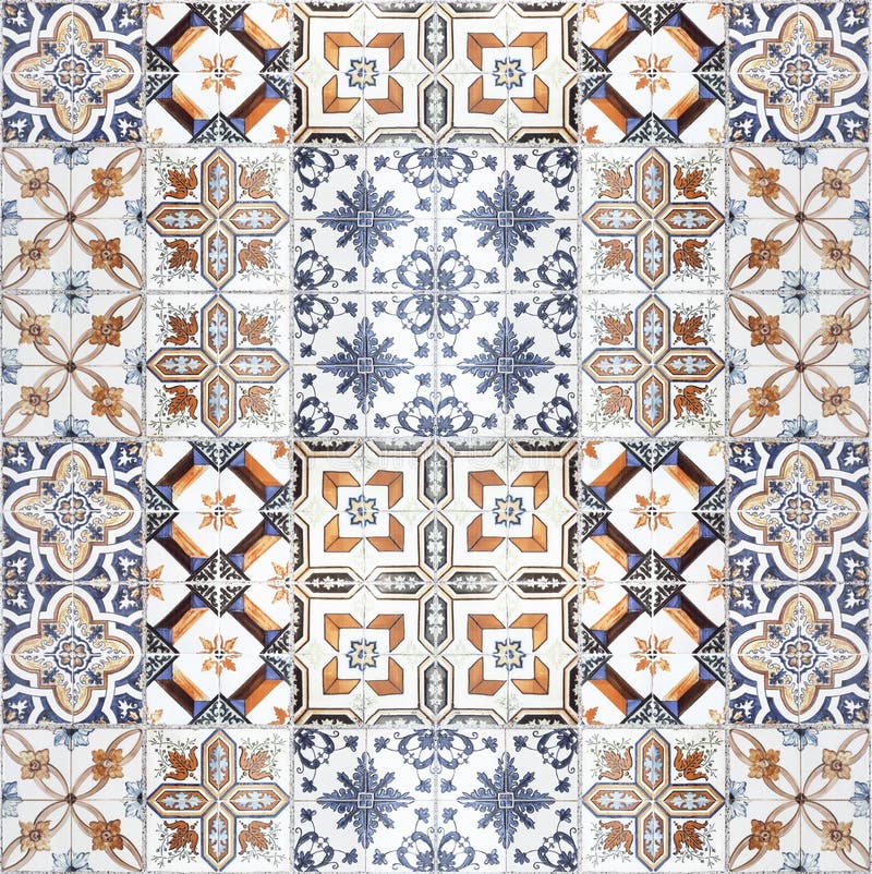 Beautiful Old Ceramic Tiles Patterns in the Park Stock Illustration ...