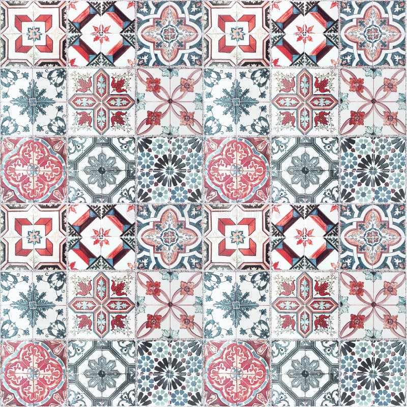 Beautiful Old Ceramic Tiles Patterns in the Park Stock Illustration ...