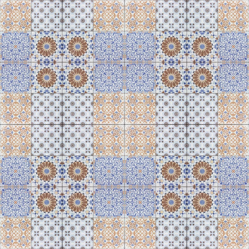 Beautiful Old Ceramic Tiles Patterns in the Park Public. Stock Photo ...