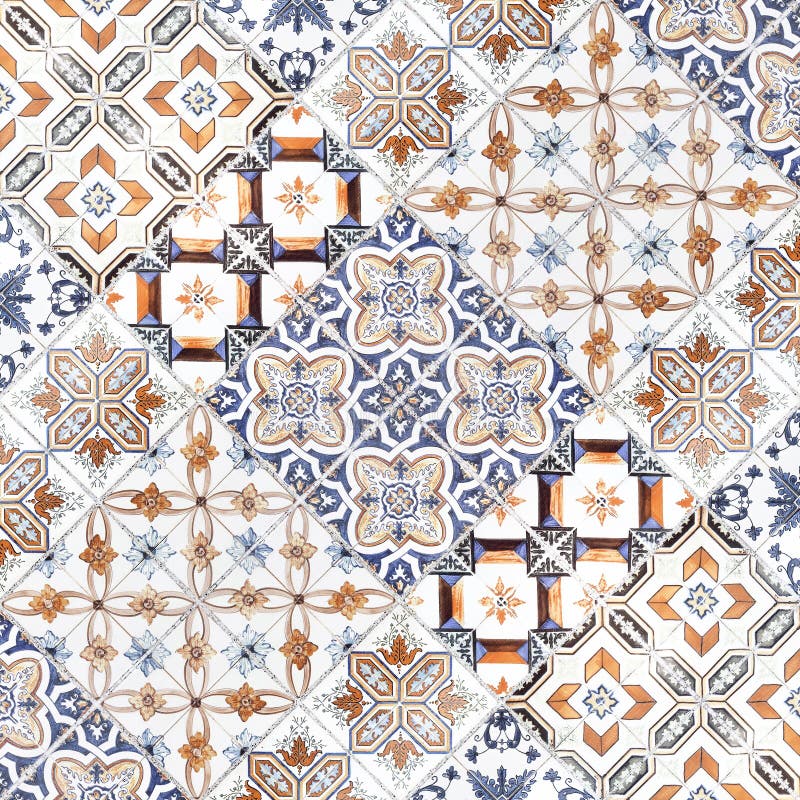Beautiful Old Ceramic Tiles Patterns in the Park Public. Stock ...