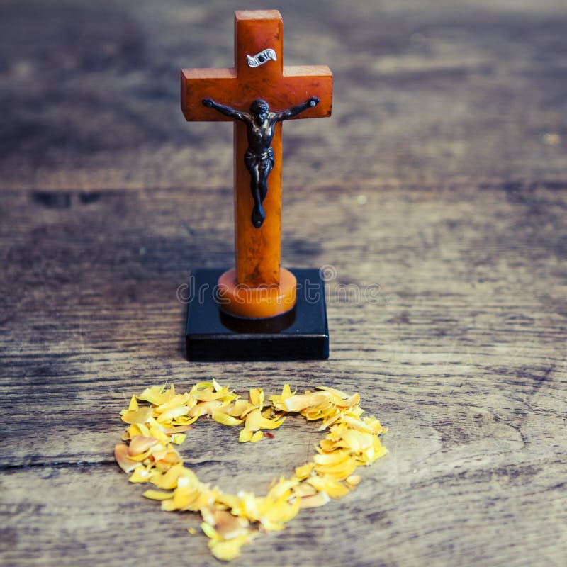 Beautiful Old Cross with Jesus and Heart Stock Image - Image of love ...
