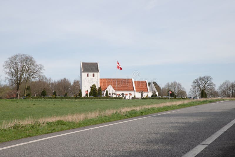 The Beautiful Old Danish Church Stock Image - Image of jutland, white ...