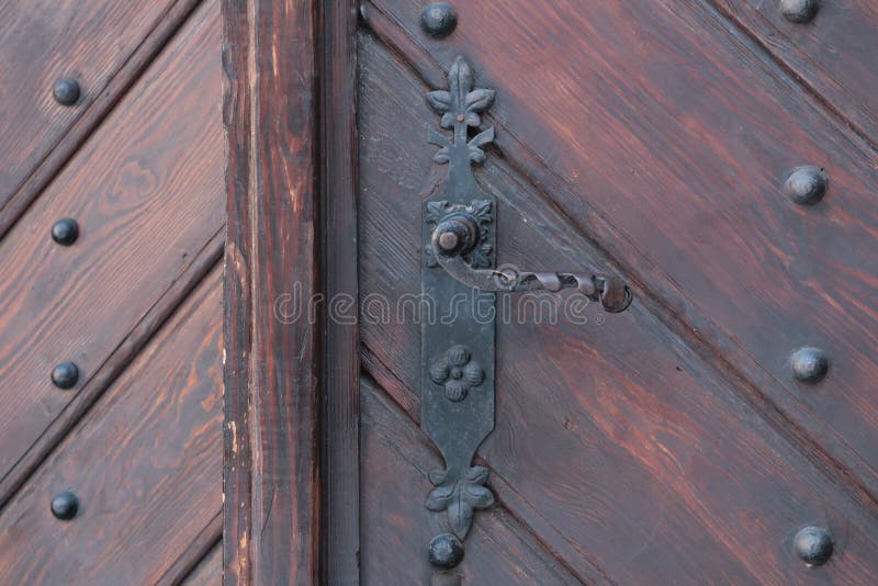 Beautiful Old Door with Iron Handle. Stock Image - Image of gate, front ...