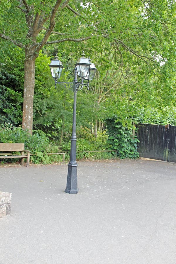Beautiful Old Elegant Triple Light Lamp Post Stock Image - Image of ...