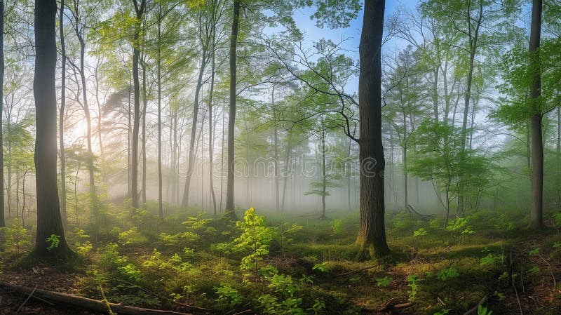 Beautiful Old Forest in the Fog Stock Photo - Image of winter, fantasy ...