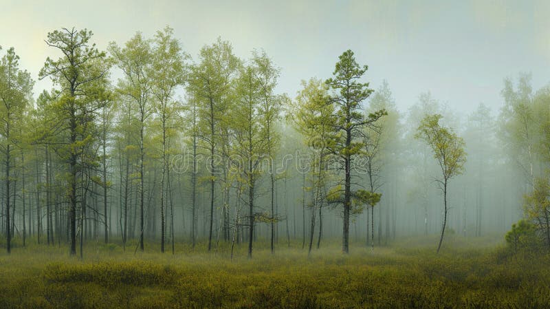 Beautiful Old Forest in the Fog Stock Photo - Image of forest, nature ...