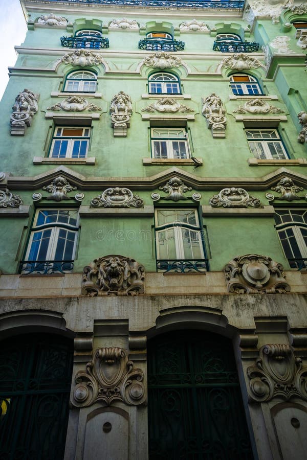 Beautiful Old Green Building with Old Winwows Stock Image - Image of ...