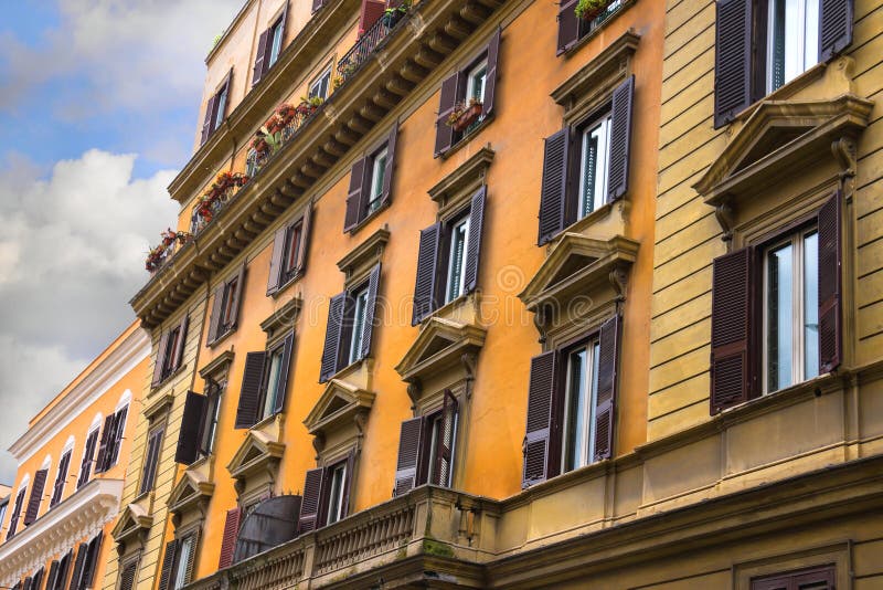 Beautiful Old House with Balcony in Rome, Italy Stock Image - Image of ...